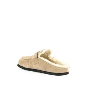 Prada Suede Shearling-lined Buckled Shoes - Cream