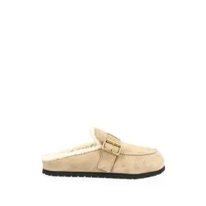 Prada Suede Shearling-lined Buckled Shoes