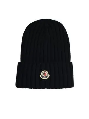 Moncler Virgin Wool Beanie - Black