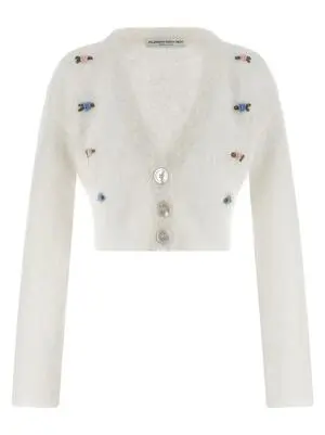 Alessandra Rich Carded Mohair' Cardigan - White