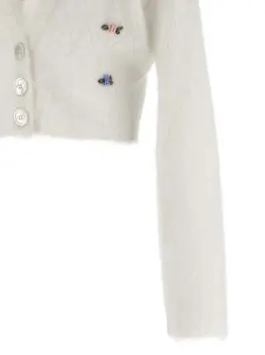 Alessandra Rich Mohair Blend Cardigan - White
