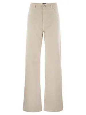 FAY 5-pocket Trousers In Stretch Cotton Drill - Cream