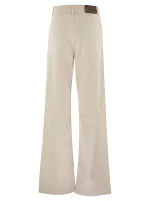 FAY Stretch Cotton Drill 5-pocket Trousers - Cream
