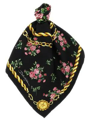 Dolce & Gabbana Mazzolini Di Rose' Scarf - Black