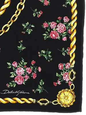 Dolce & Gabbana Mazzolini Di Rose' Scarf - Black