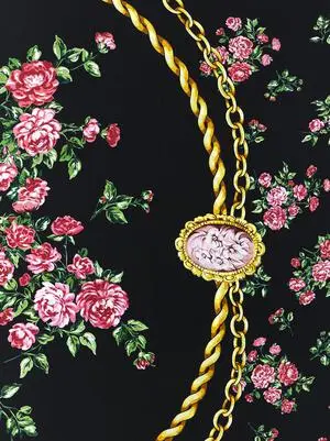 Dolce & Gabbana Mazzolini Di Rose' Scarf - Black