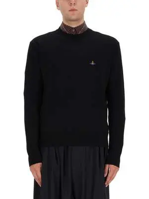VIVIENNE WESTWOOD Alex Virgin Wool Jersey With Logo - Black