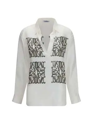 Max Mara Printed Silk Twill Shirt - White