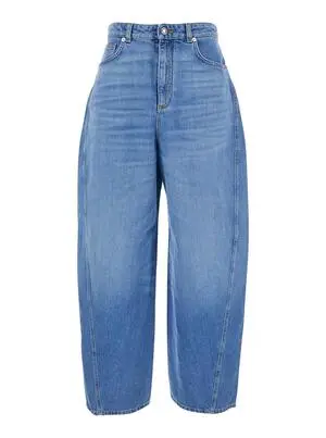 Givenchy Blue Jeans With Logo Patch On The Rear And Wide Leg In Denim - Multicolor