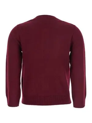 GANNI Crewneck Cardigan With Jewel Buttons And Gemetric Motif On The Front In Wool And Cashmere - Multicolor