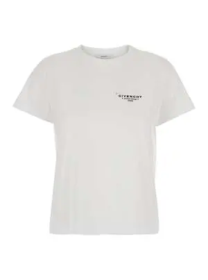 Givenchy Crewneck T-shirt With Logo Lettering On Front And Rear In Cotton - White