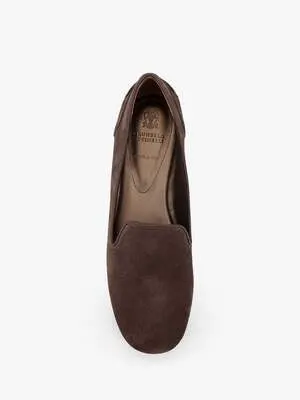 Brunello Cucinelli Suede Loafers With Monili Detail - Brown