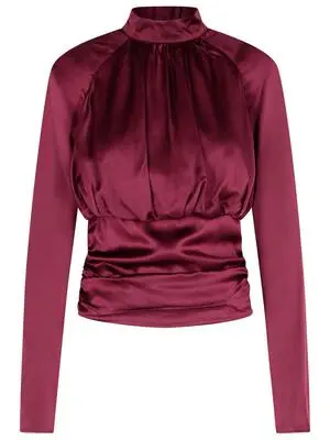 ROTATE BY BIRGER CHRISTENSEN Kala' Burgundy Silk Blouse - Multicolor