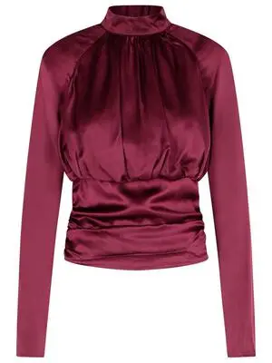 ROTATE BY BIRGER CHRISTENSEN Kala' Burgundy Silk Blouse - Multicolor
