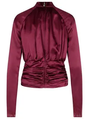 ROTATE BY BIRGER CHRISTENSEN Kala' Burgundy Silk Blouse - Multicolor