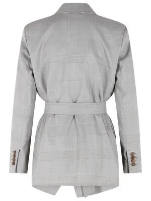 Max Mara Prince Of Wales Wool Robe Jacket - Green