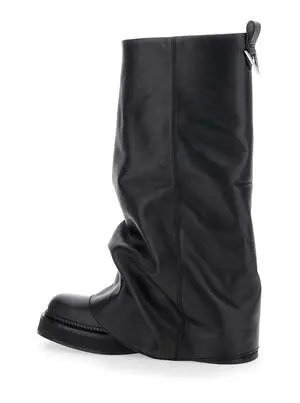 Attico Boots 'robin' With Square Toe And Logo Plate On The Back In Black Leather For - Multicolor