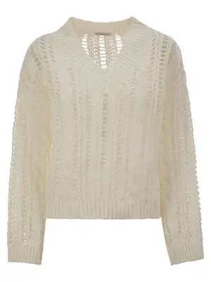 Brunello Cucinelli Cable & Mesh Jute And Cotton Jersey - Cream
