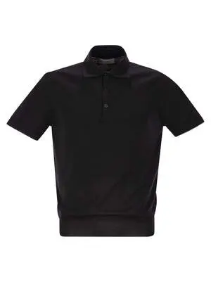 Brunello Cucinelli Lightweight Cotton Knit Polo Shirt - Black