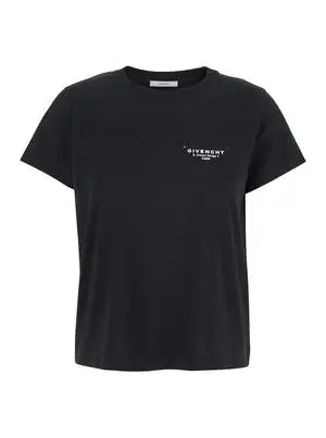 Givenchy Crewneck T-shirt With Logo Lettering On Front And Rear In Cotton - Black