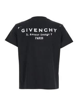 Givenchy Crewneck T-shirt With Logo Lettering On Front And Rear In Cotton - Black