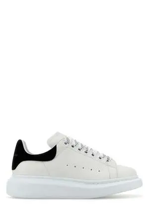 Alexander McQueen Leather Sneakers With Black Suede Heel - White