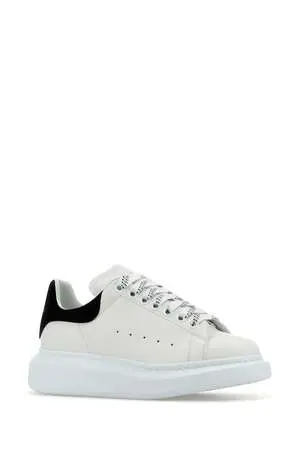 Alexander McQueen Leather Sneakers With Black Suede Heel - White