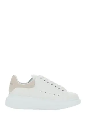 Alexander McQueen Leather Low Top Sneakers With Contrast Heel And Logo Lettering For - White