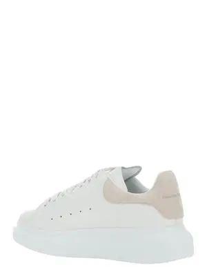 Alexander McQueen Leather Low Top Sneakers With Contrast Heel And Logo Lettering For - White
