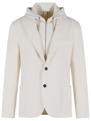 Eleventy Wool Hooded Blazer - Cream