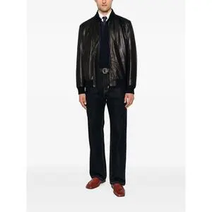 Brioni Leather Bomber Jacket