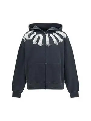 Palm Angels Oversized Hooded Zip Sweatshirt - Black