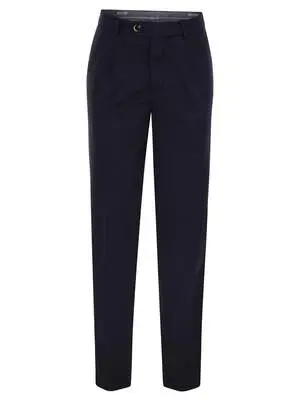 Brunello Cucinelli Garment-dyed Leisure Fit Trousers In American Pima Comfort Cotton With Pleats - Blue