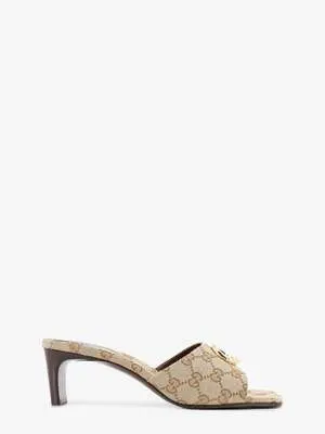 Gucci Gg Fabric Sandals With Logo On The Front - Multicolor