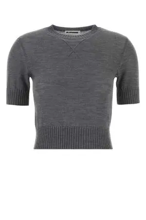 JIL SANDER Dark Grey Wool Sweater - Gray