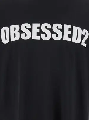 Dsquared2 Black Crewneck T-shirt With Maxi Logo Lettering On The Front In Cotton - Multicolor