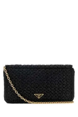 Prada Raffia Cross Body Bag - Black