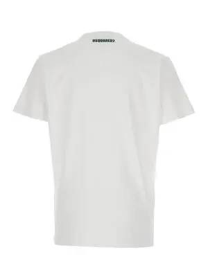 Dsquared2 Crewneck T-shirt With Print On The Front And Logo Lettering On The Rear In Cotton - White