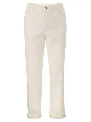 Brunello Cucinelli Brunello Cucinelli Men Five-Pocket Traditional Fit Trousers In Light Comfort-Dyed Denim White