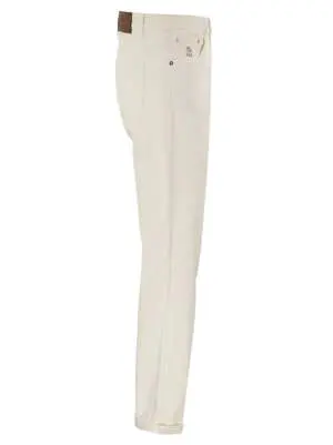 Brunello Cucinelli Five-pocket Traditional Fit Trousers In Light Comfort-dyed Denim - White