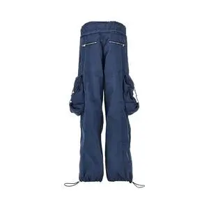 Attico Washed Cotton Cargo Pants - Blue