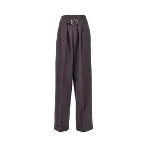Attico Gabardine Pants With Belt - Purple