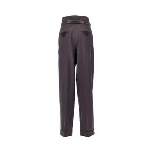 Attico Gabardine Pants With Belt - Purple