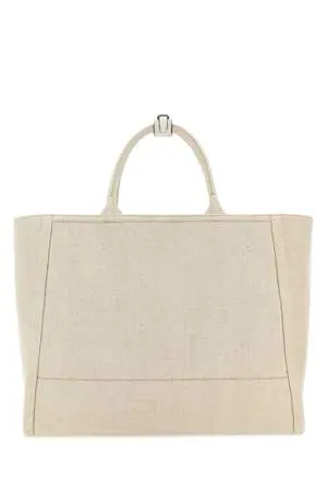 Prada Sand Canvas Shopping Bag