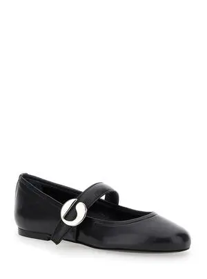 Coperni Smooth Leather Ballerinas With Metallic Logo And Strap - Multicolor
