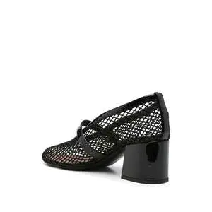 Alaïa Mesh Buckled Block Heel Shoes - Black