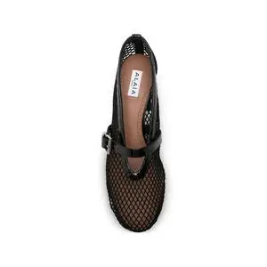 Alaïa Mesh Buckled Block Heel Shoes