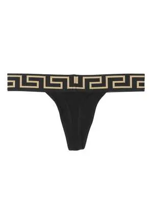 Versace Greek Key Thong - Black