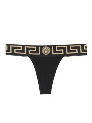 Versace Greek Key Thong - Black