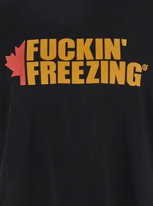 Dsquared2 Crewneck T-shirt With Print On The Front And Logo Lettering On The Rear In Cotton - Black